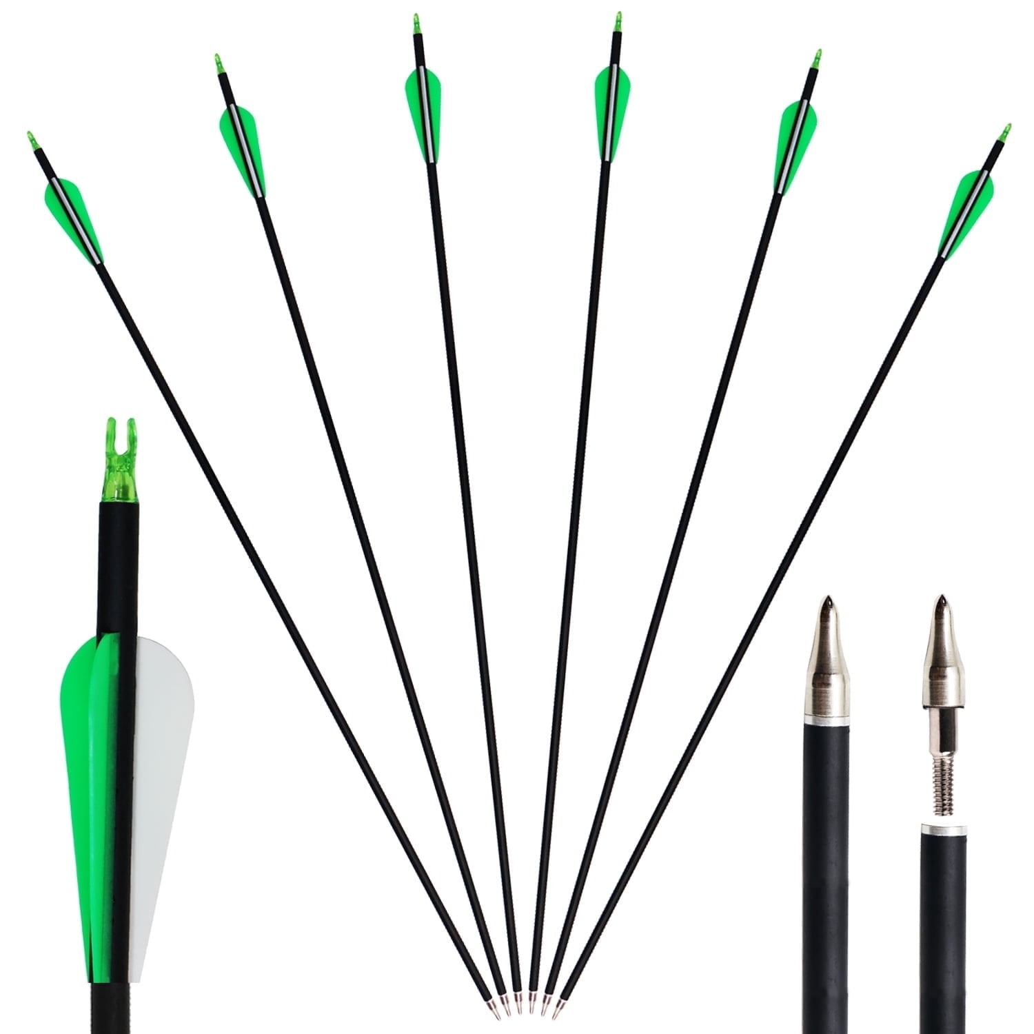 Runzkzy 6/12PCS Arrow 31.5 inch Mixed Carbon Arrow Bow Compound Bow ...