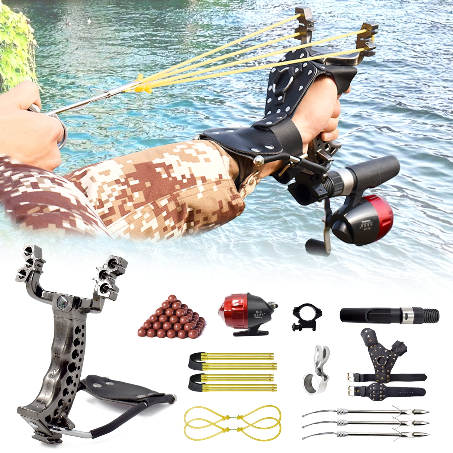 Runzkzy Multifunctional Shooting Fish Slingshot Powerful Catapult ...