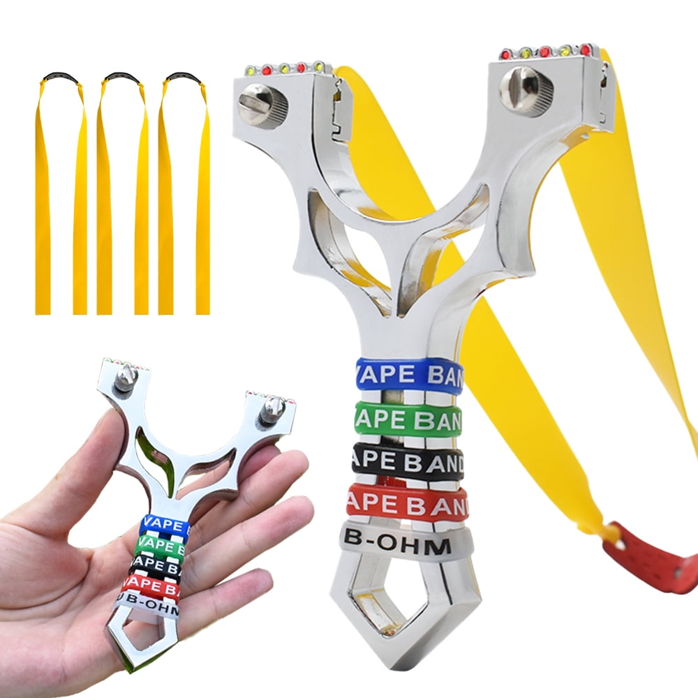 Runzkzy Outdoor Hunting Slingshot Alloy Flat Leather Strap Slingshot ...