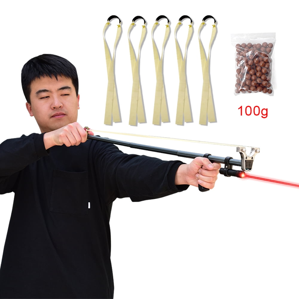 Runzkzy Retractable Eagle Tail Small Long Slingshot Catapult with Red ...