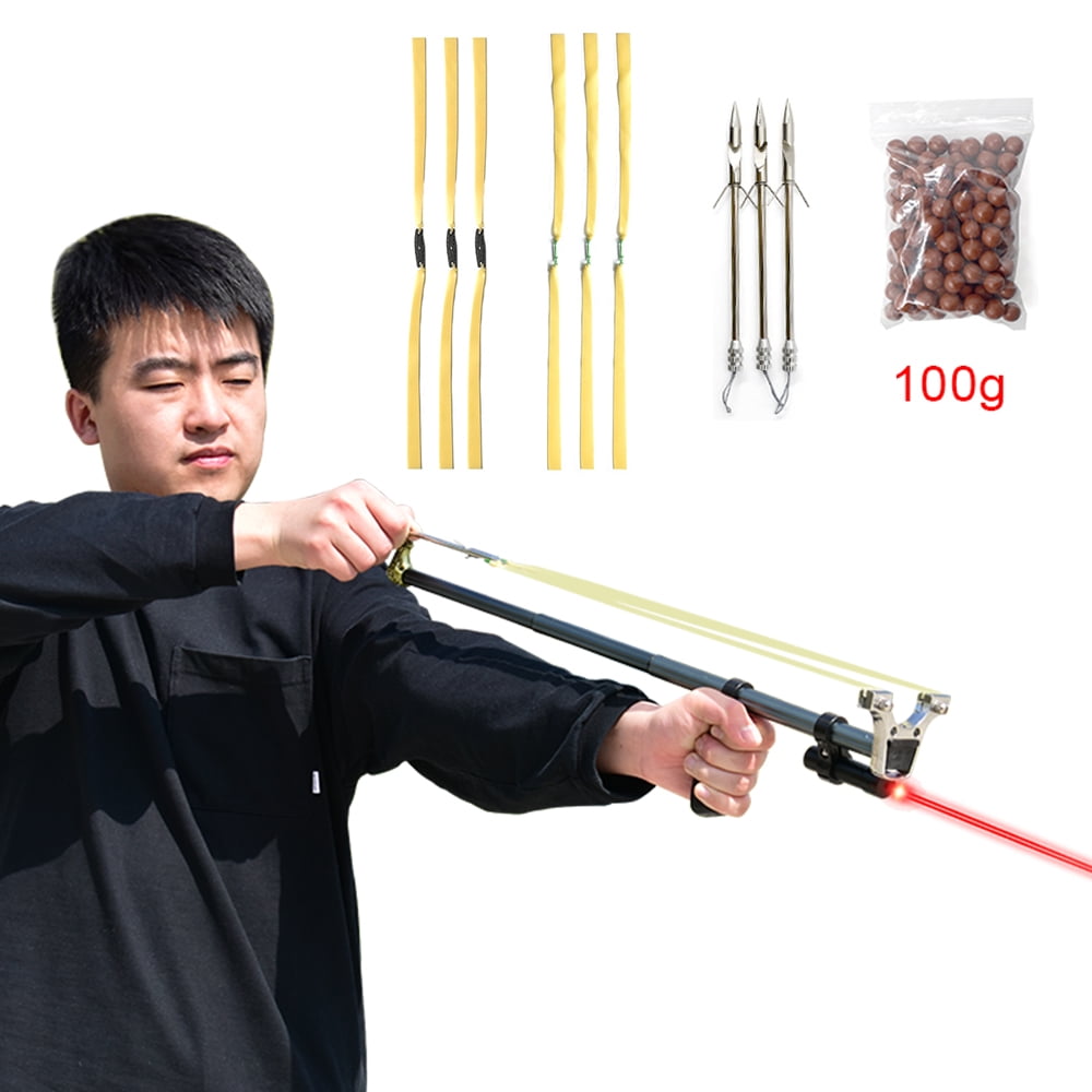 Runzkzy Retractable Eagle Tail Small Long Slingshot Catapult with Red ...