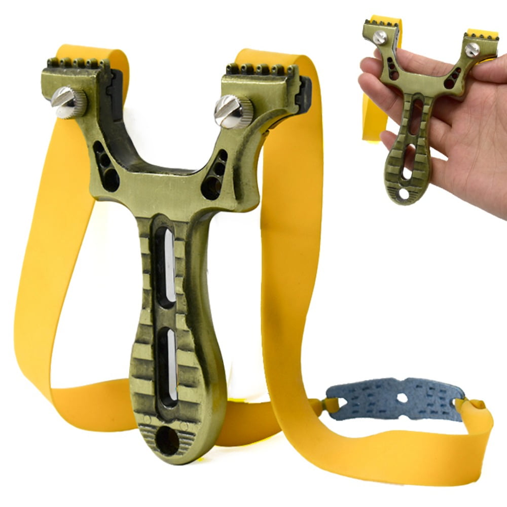Runzkzy Slingshot Alloy Flat Leather Fast-pressing Slingshot Fiber ...