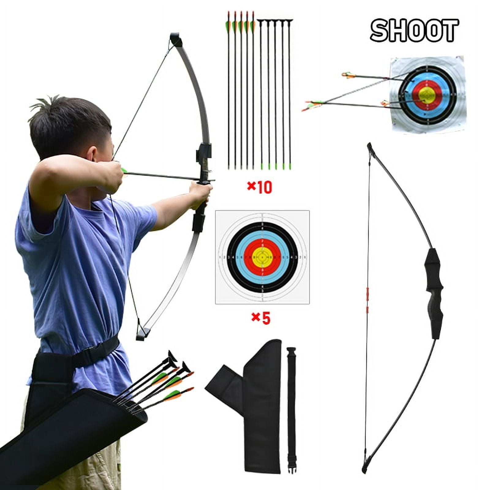 Runzkzy Youth's Direct Pull Training Bow and Arrow Outdoor Archery ...