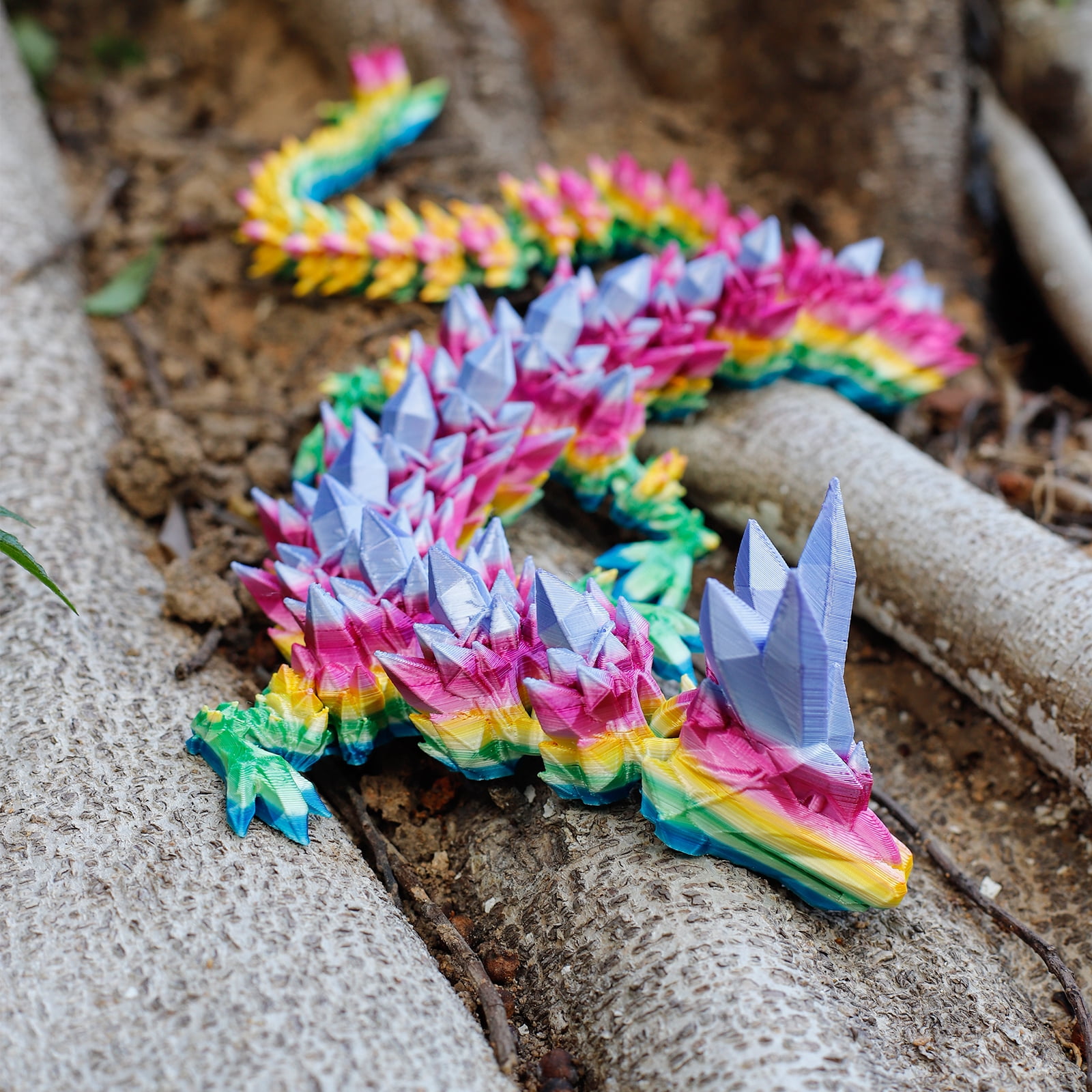 Ruohey 3D Printed Flexible Crystal Dragon Figurine, 24 Inch Decor ...