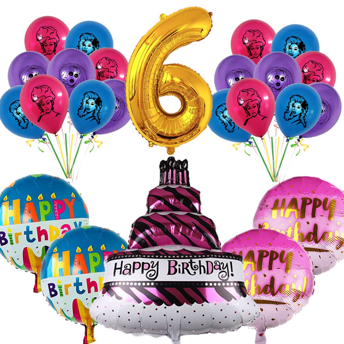 Rupaul Balloons Party Supplies 6th Big Number Decorations Decor Kit ...