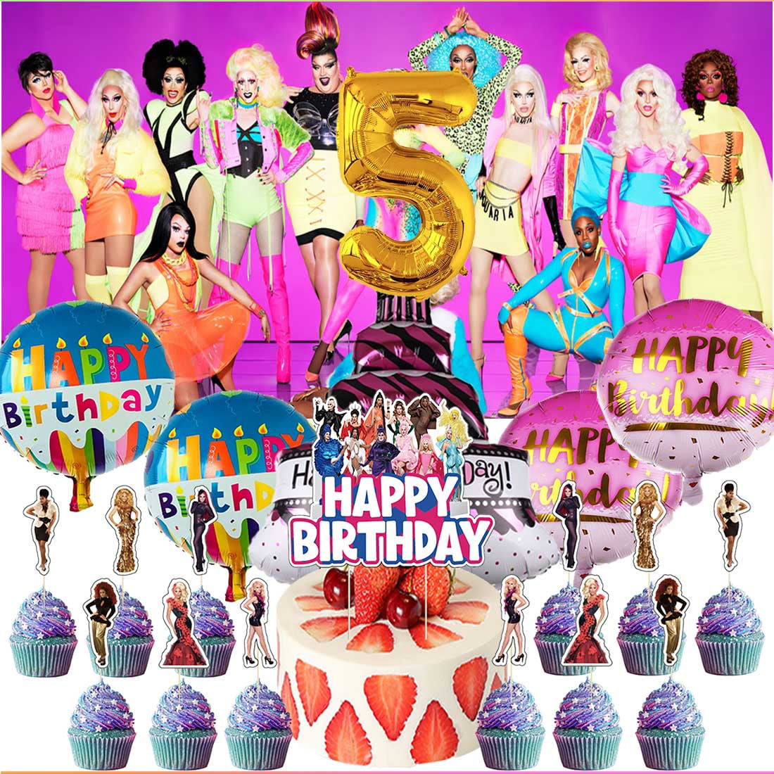 Rupaul Party Supplies Decor 5th Kit Balloons Birthday Cake Topper ...