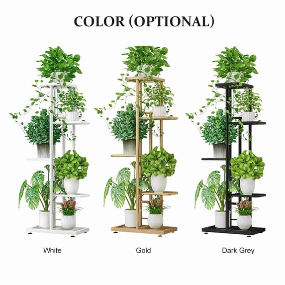 Rupoun 5-Tier Display Shelf Flower Pots Rack Metal Plant Stand Heavy ...