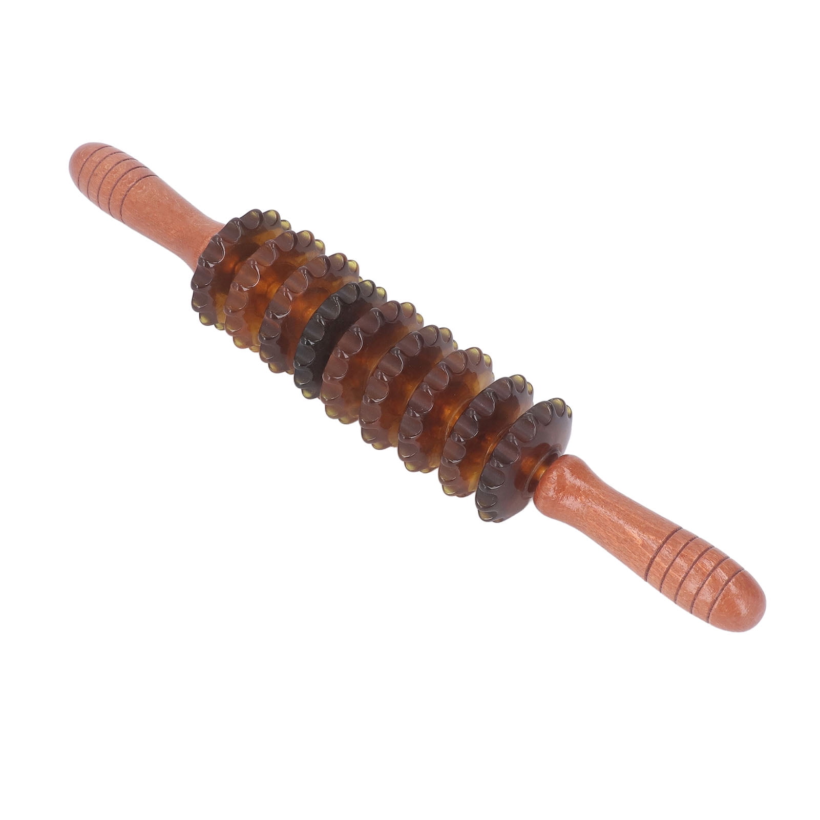 Rupoun 9 Wheel Curved Wood Therapy Massage Roller Stick, Manual ...