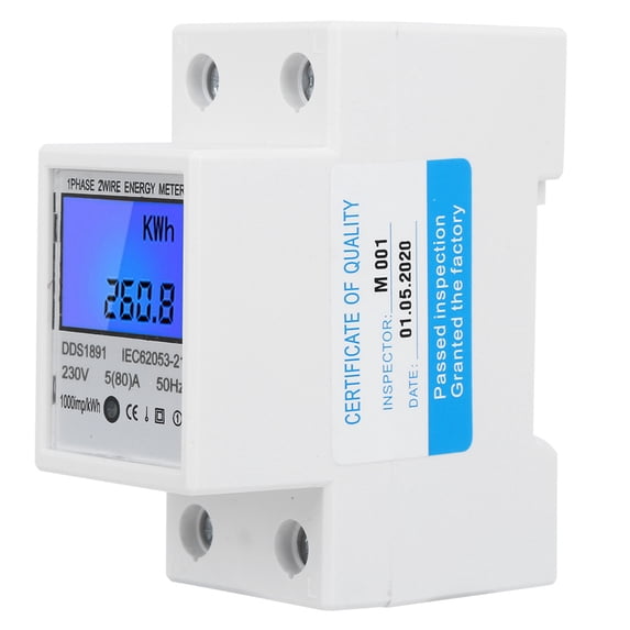 Rupoun Single Phase Din Rail Energy Meter 2P Large Screen Backlight ...