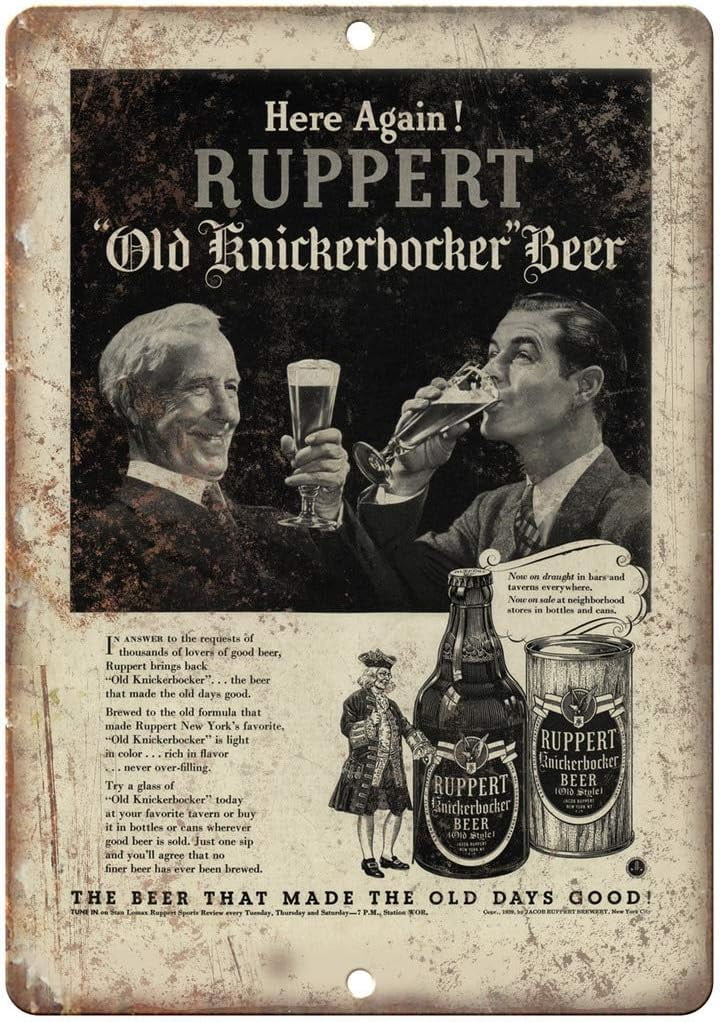 Ruppert Old Knickerbocker Beer Vintage Ad 12" x 8" Retro Look Metal ...