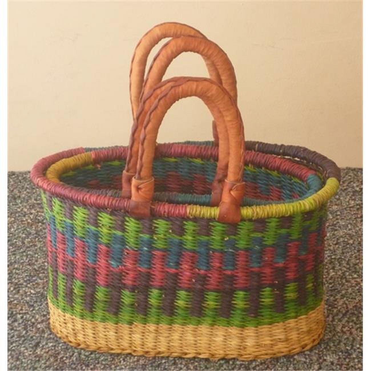 Rural Africa Crafts PB49 Small Oval Basket - 7 x 6 x 12.5 in. - Set of ...