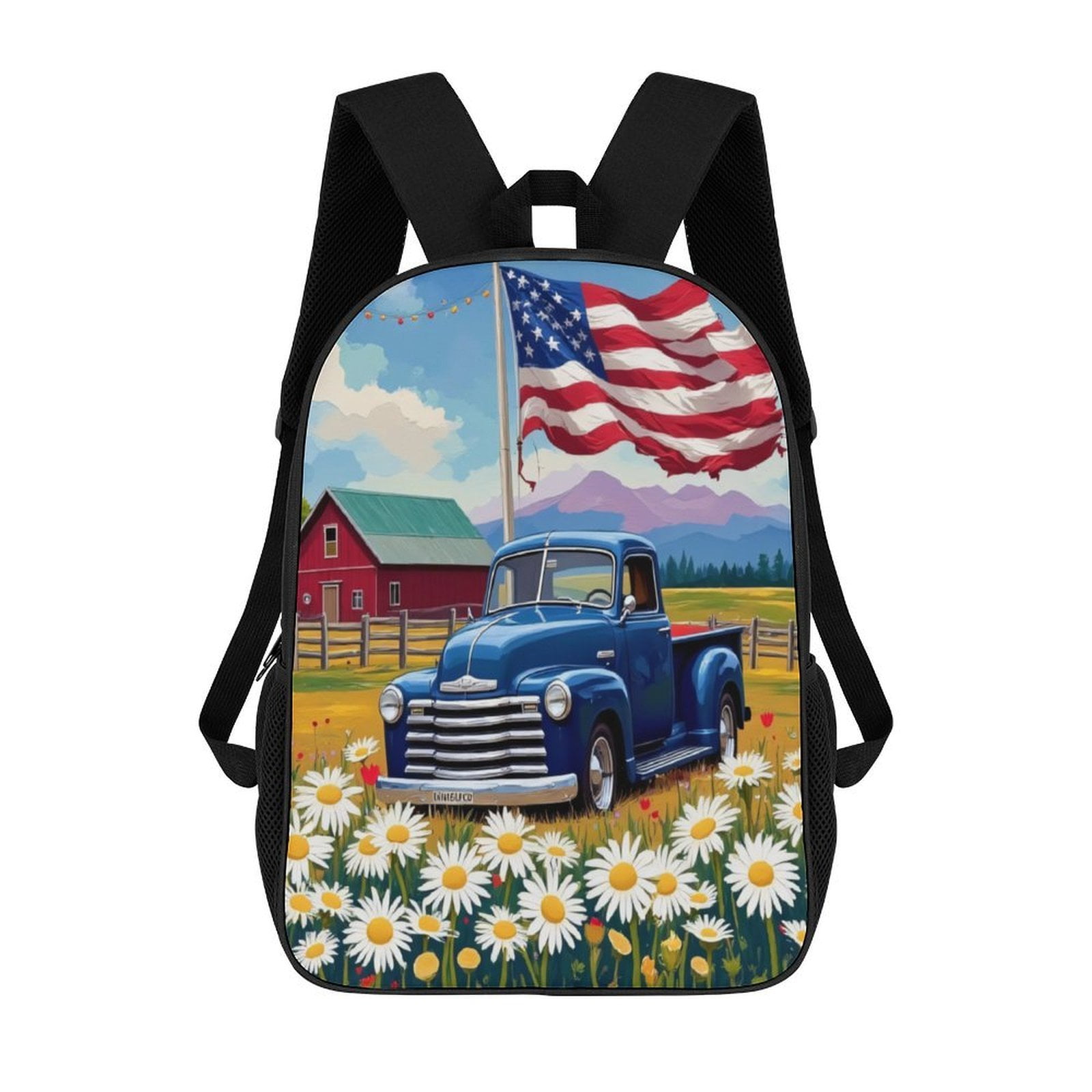 Rural Americana Pickup Truck Scene Backpack 17in Laptop traveling Bag ...