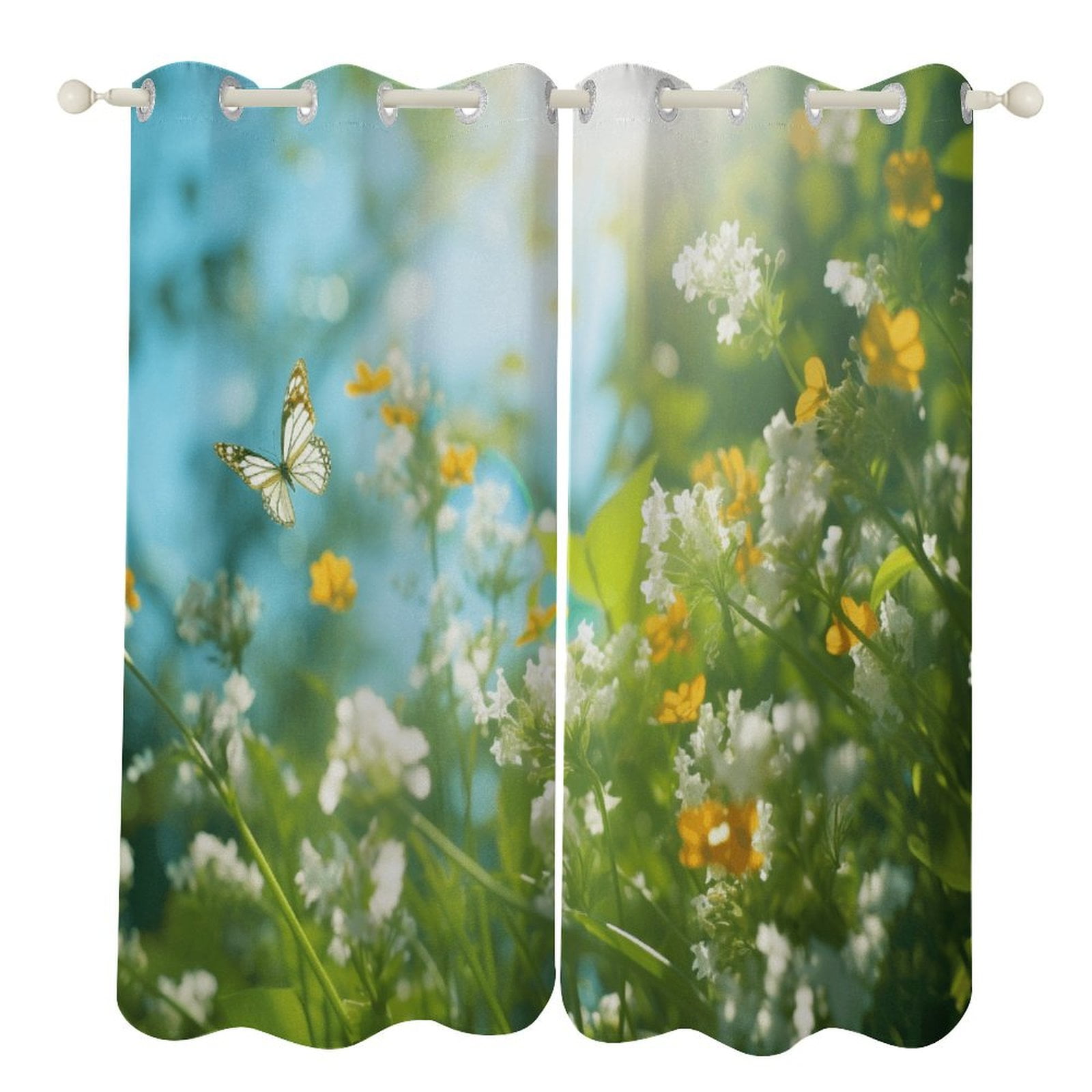 Rural Butterfly Flower Blackout Window Curtains for Bedroom Living Room ...
