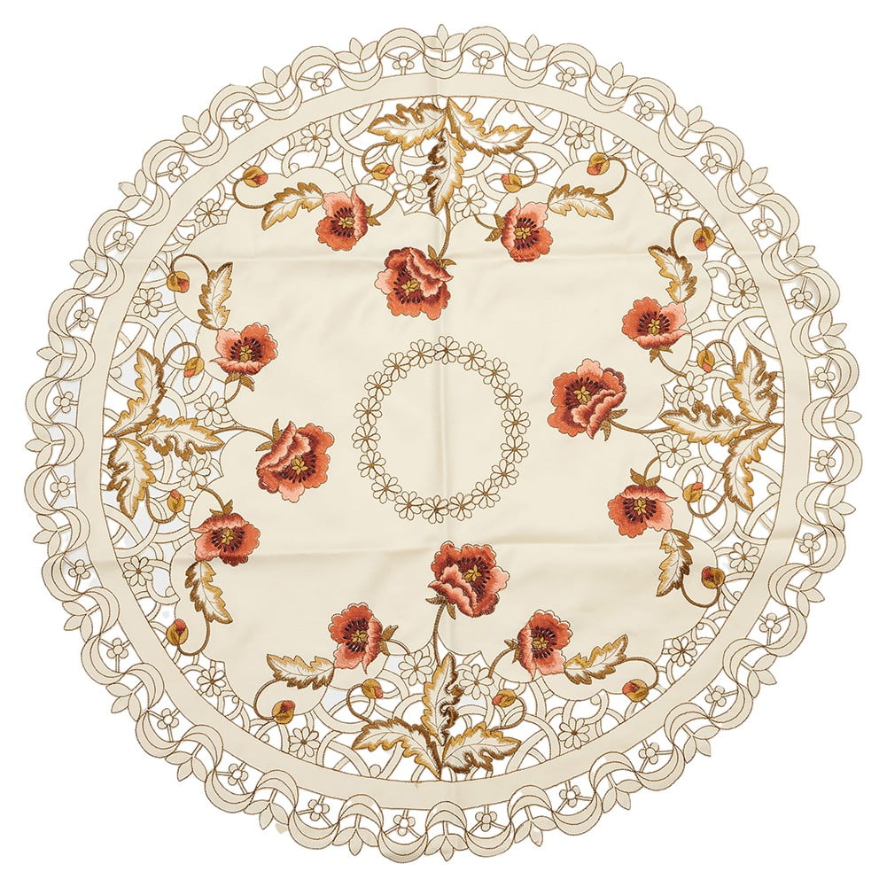Rural Embroidered Tablecloth Floral Lace Round Table Cover Dining ...