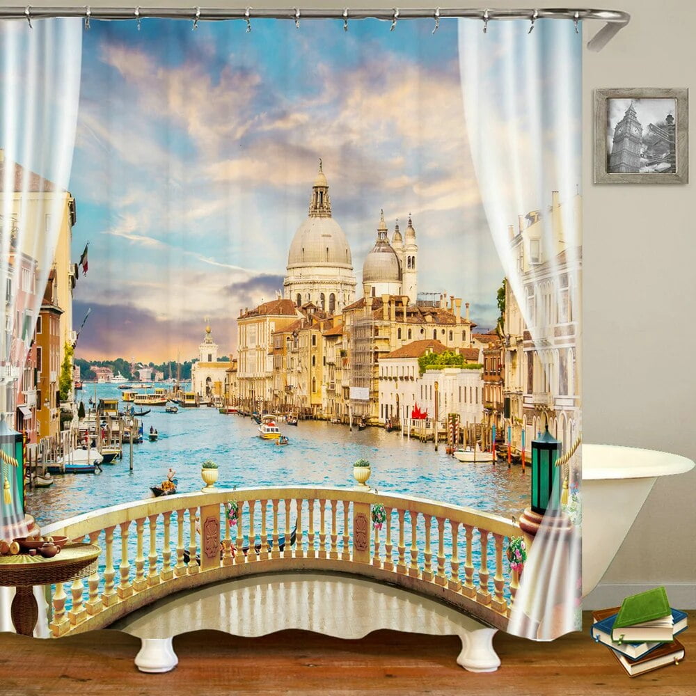 Rural Flowers European Garden Shower Curtain Bathroom Waterproof 3d ...