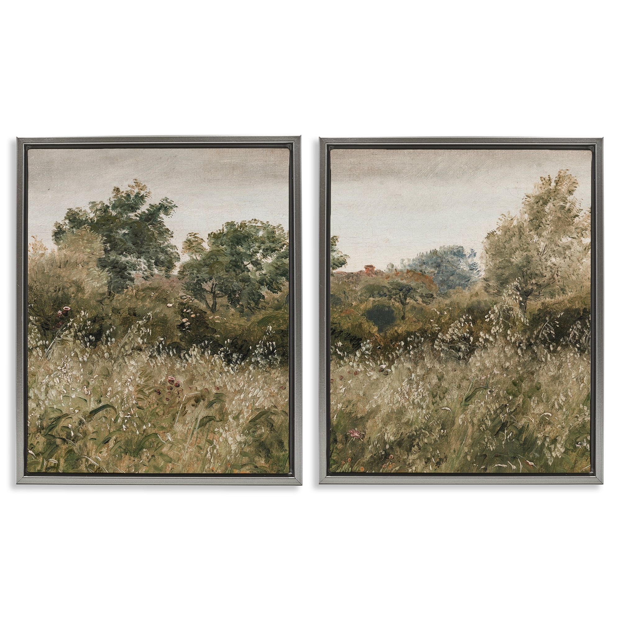 Rural Foliage Thicket 2 Piece Gray Framed Floater Canvas Set, design by ...