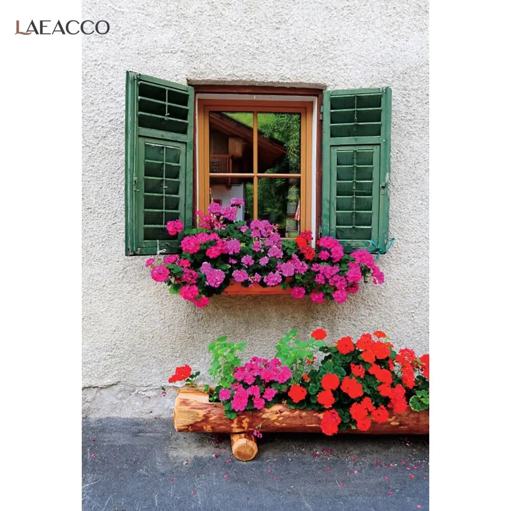 Rural House Spring Flowers Window Porch Wood Pieces Street Scenic ...