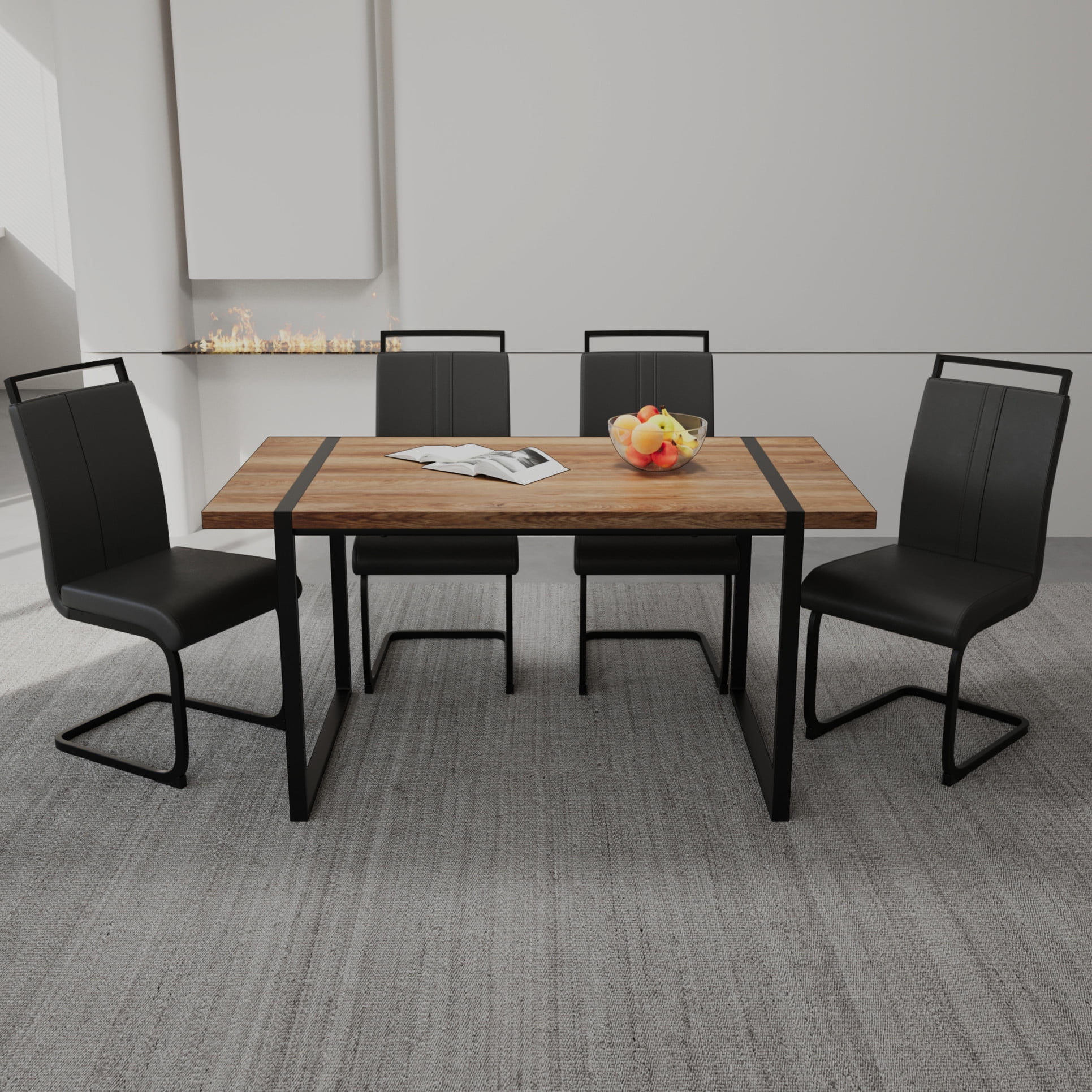 Rural Industrial Style Dining Table . 59" Tabletop And Metal Frame ...