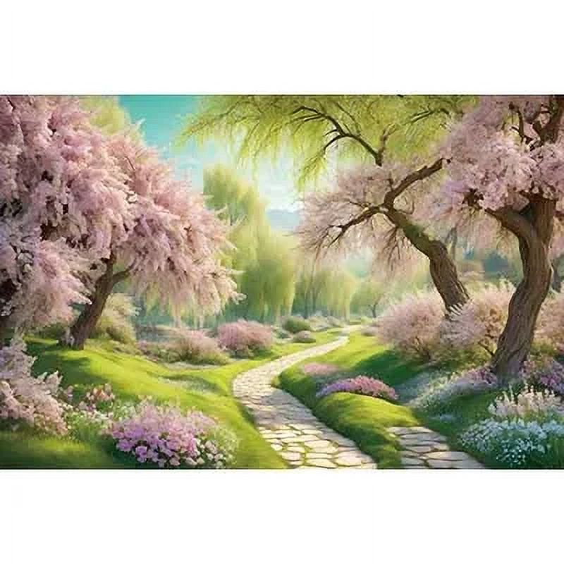 Rural Landscape Photography Backdrop Tree Flower Gre Grass Photocall ...