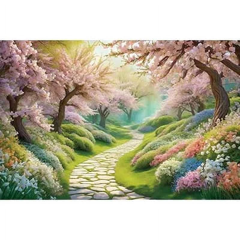 Rural Landscape Photography Backdrop Tree Flower Gre Grass Photocall ...