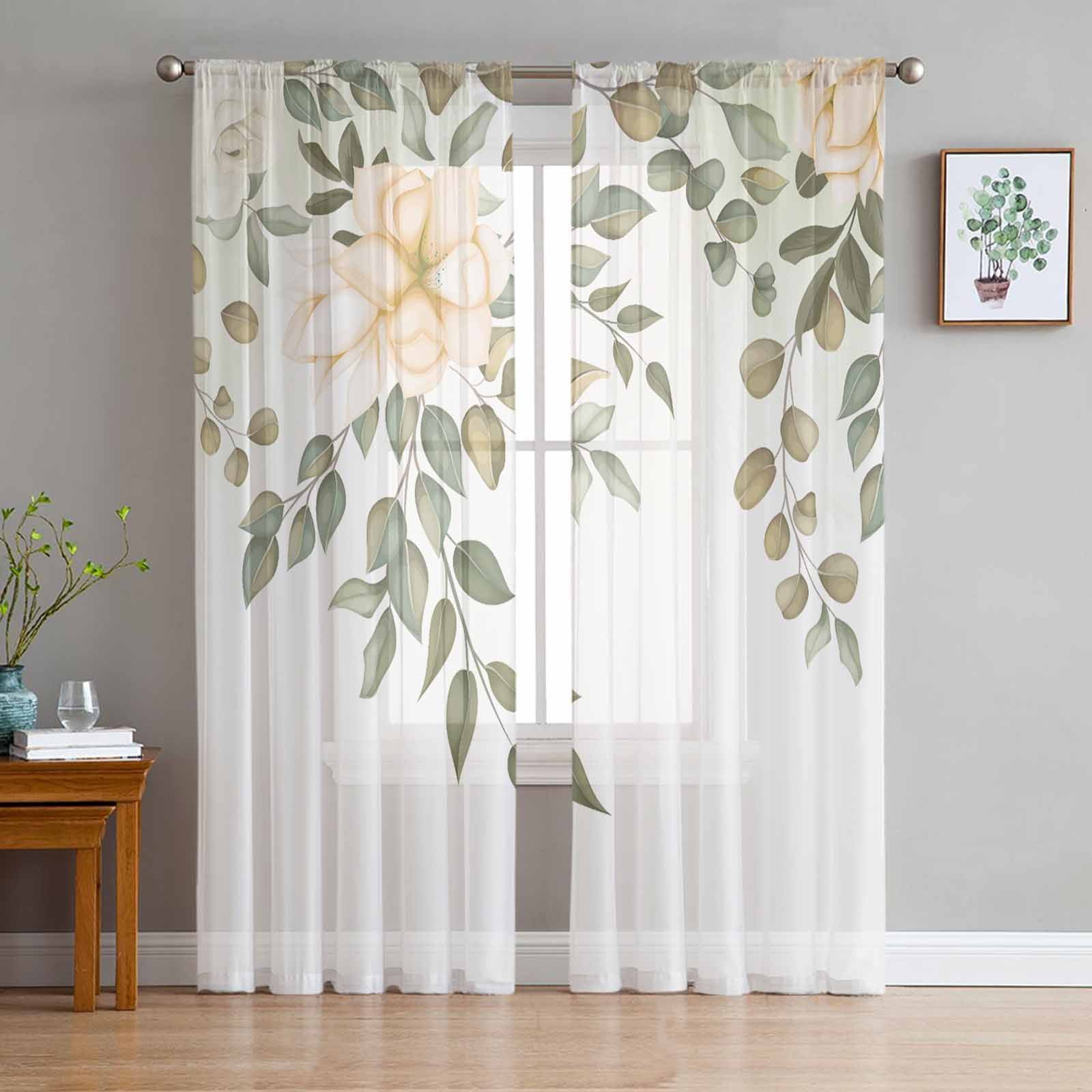 Rural Plants Flowers Grasses Bedroom Curtains Tulle Sheer Curtain ...