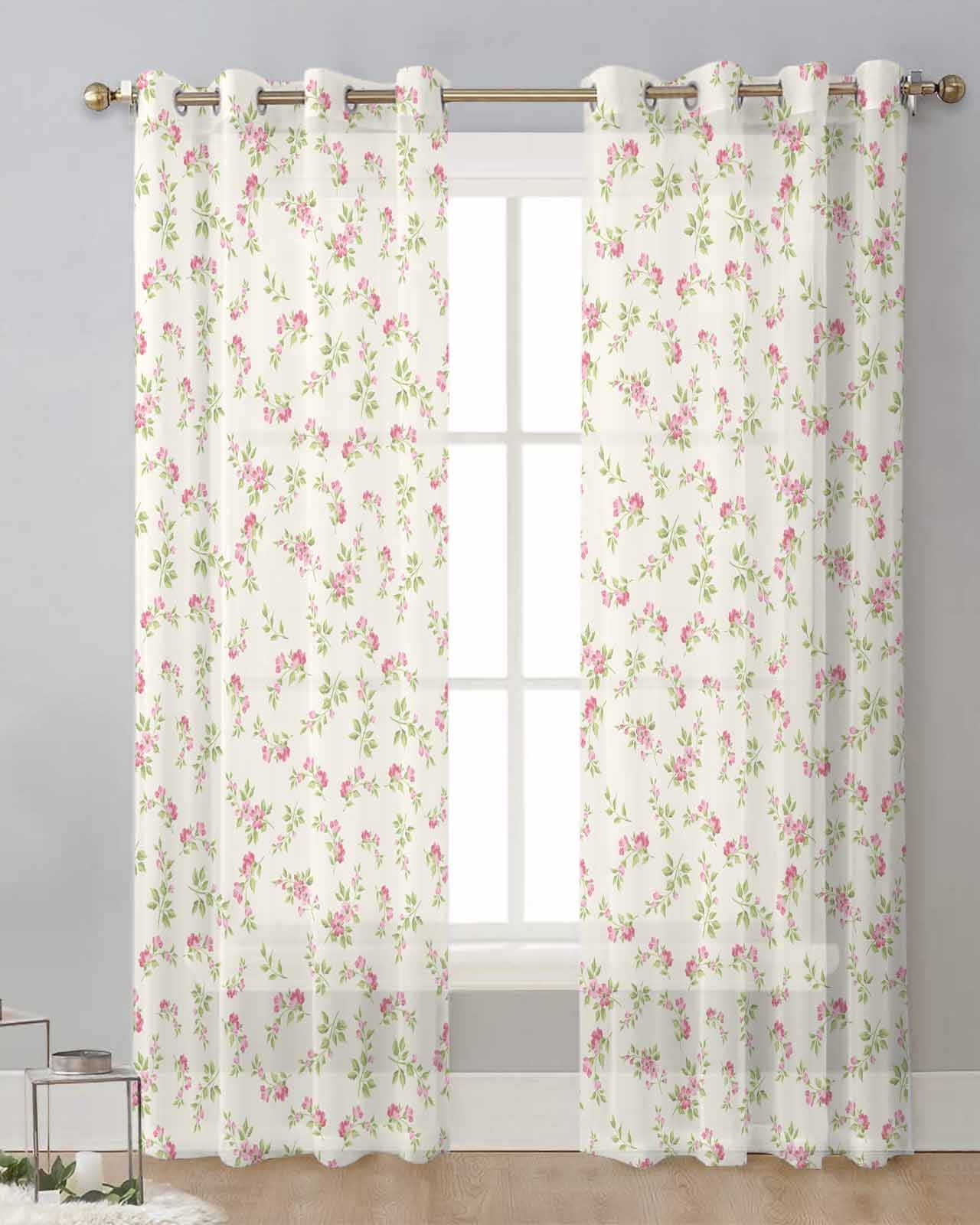 Rural Retro Rose Flowers Modern Tulle Curtains Voile Drapes Sheer ...