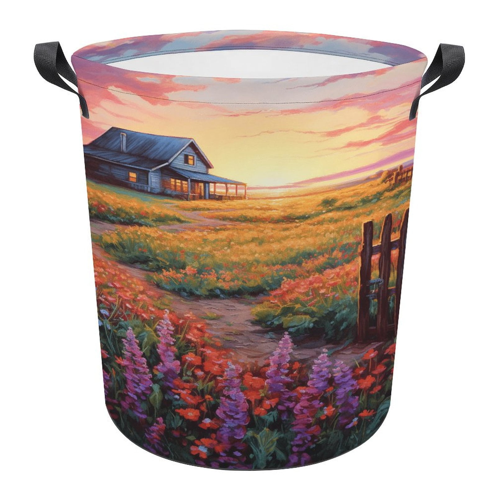 Rural Scenery Laundry Basket Foldable Physical Culture Clothes Hamper ...