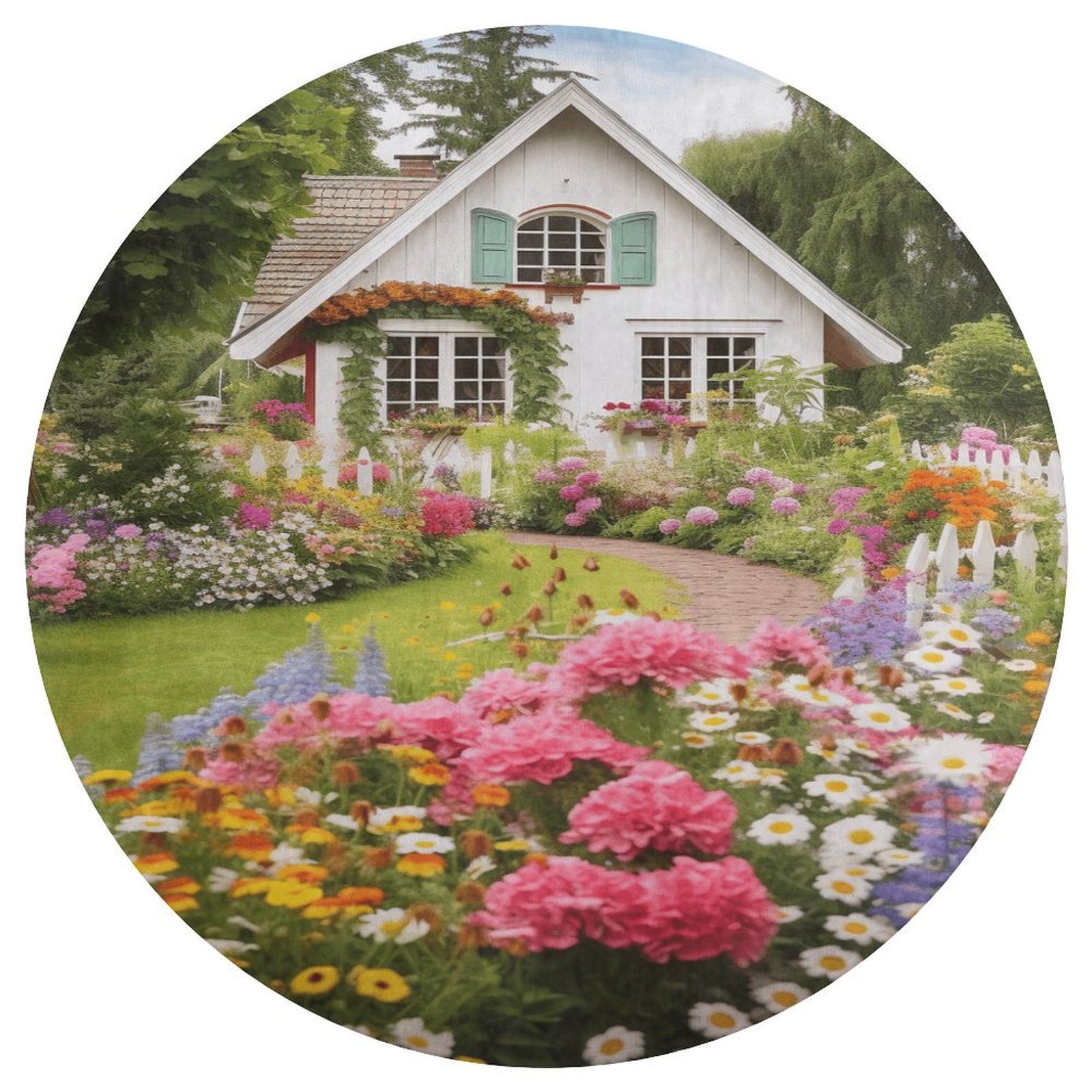 Rural Scenery Round Area Rug Soft Sofa Nursery Carpet Floor Mat Non ...