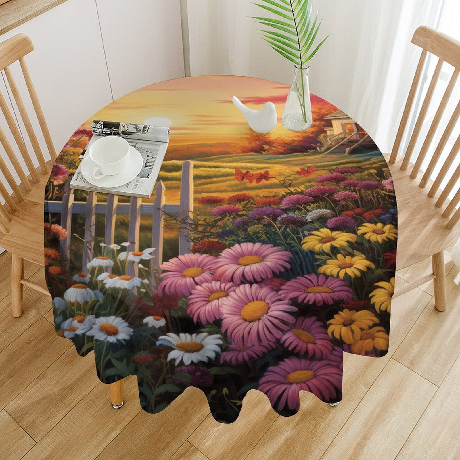 Rural Scenery Table Cloth Round PVC Wedding Kitchen Dining Desk Table ...