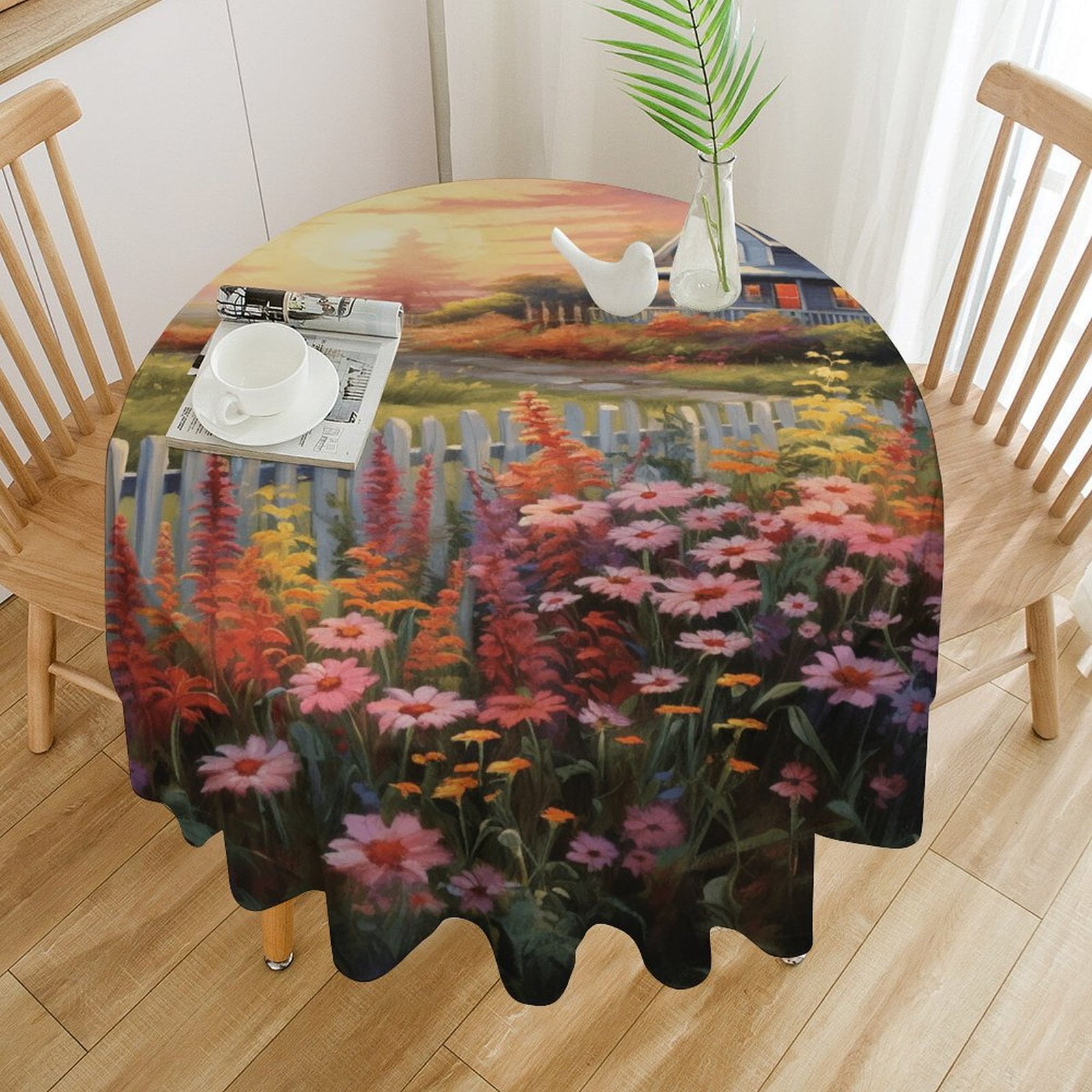 Rural Scenery Table Cloth Round PVC Wedding Kitchen Dining Desk Table ...