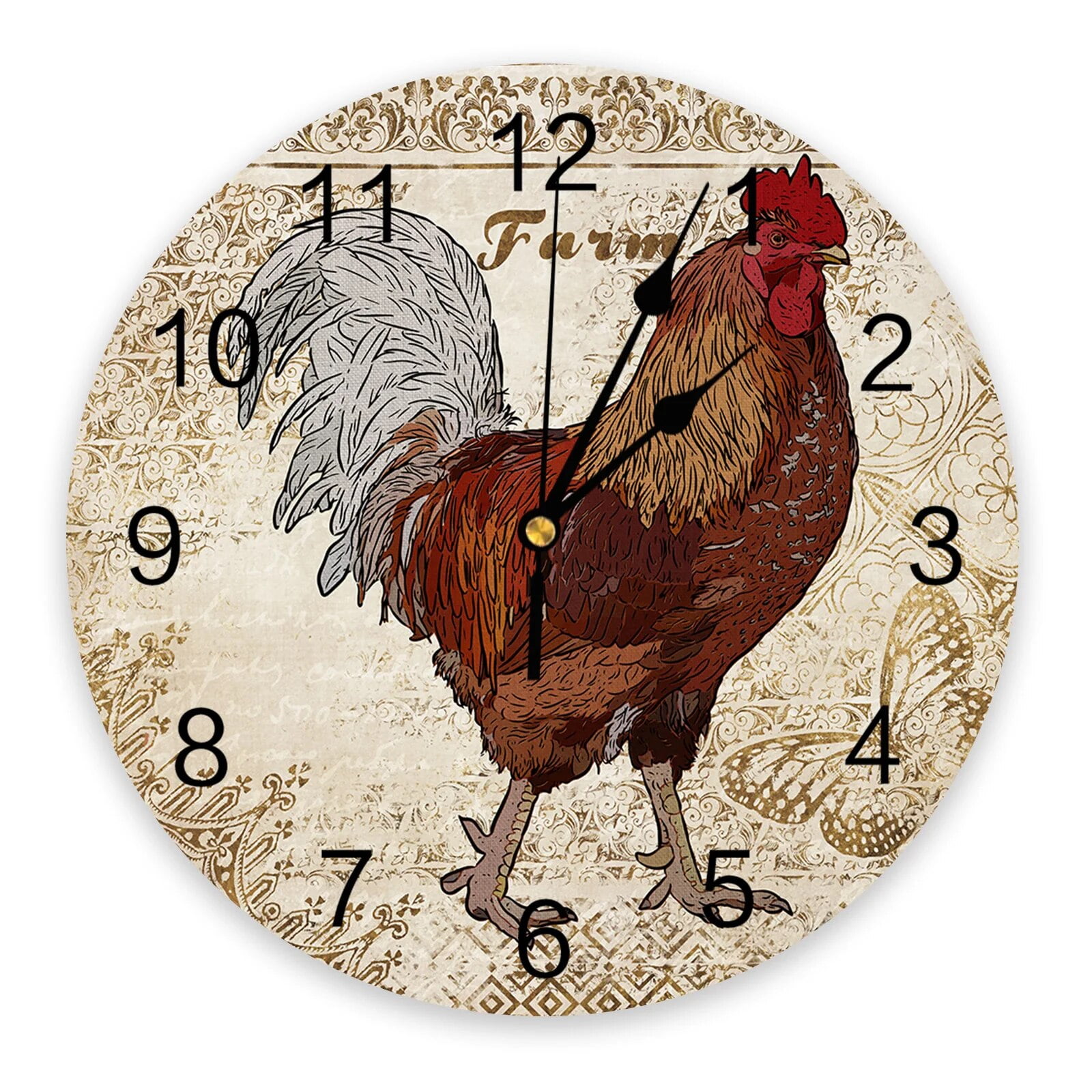 Rural Style Hen Butterfly Texture PVC Wall Clock Modern Design Living ...