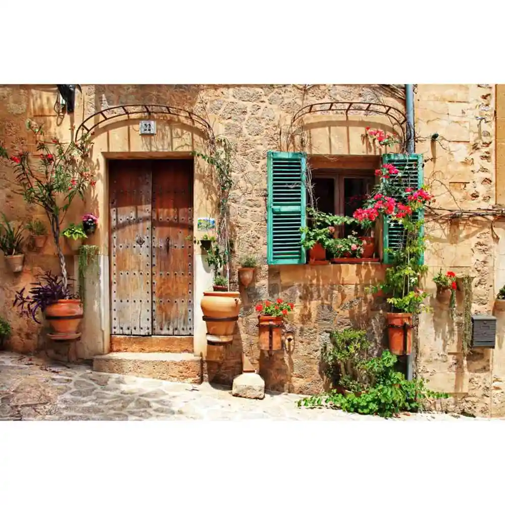 Rural Town Spring Village Country Photography Backdrop Gard Flower ...