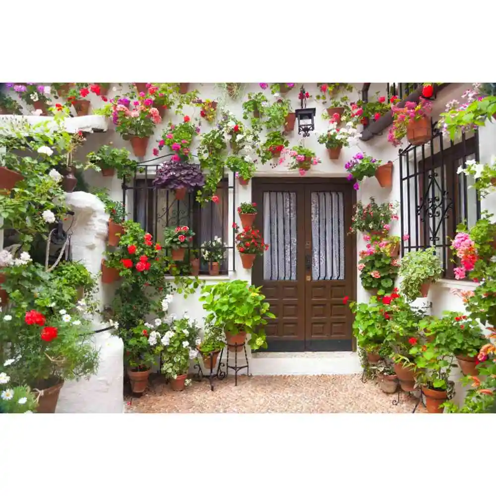 Rural Town Spring Village Country Photography Backdrop Gard Flower ...