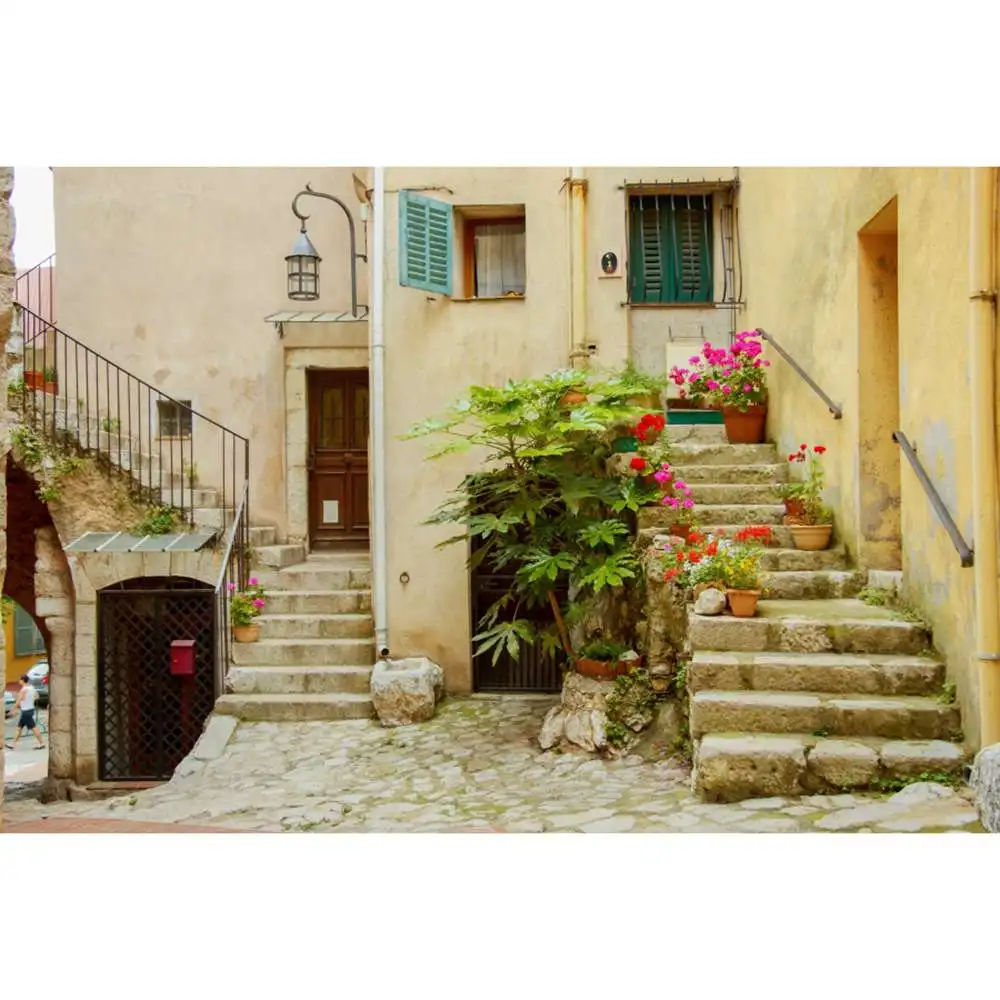 Rural Town Spring Village Country Photography Backdrop Gard Flower ...