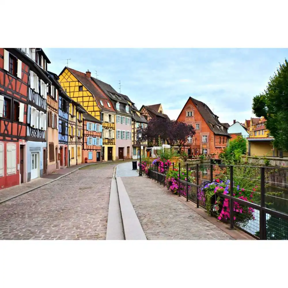 Rural Town Spring Village Country Photography Backdrop Gard Flower ...