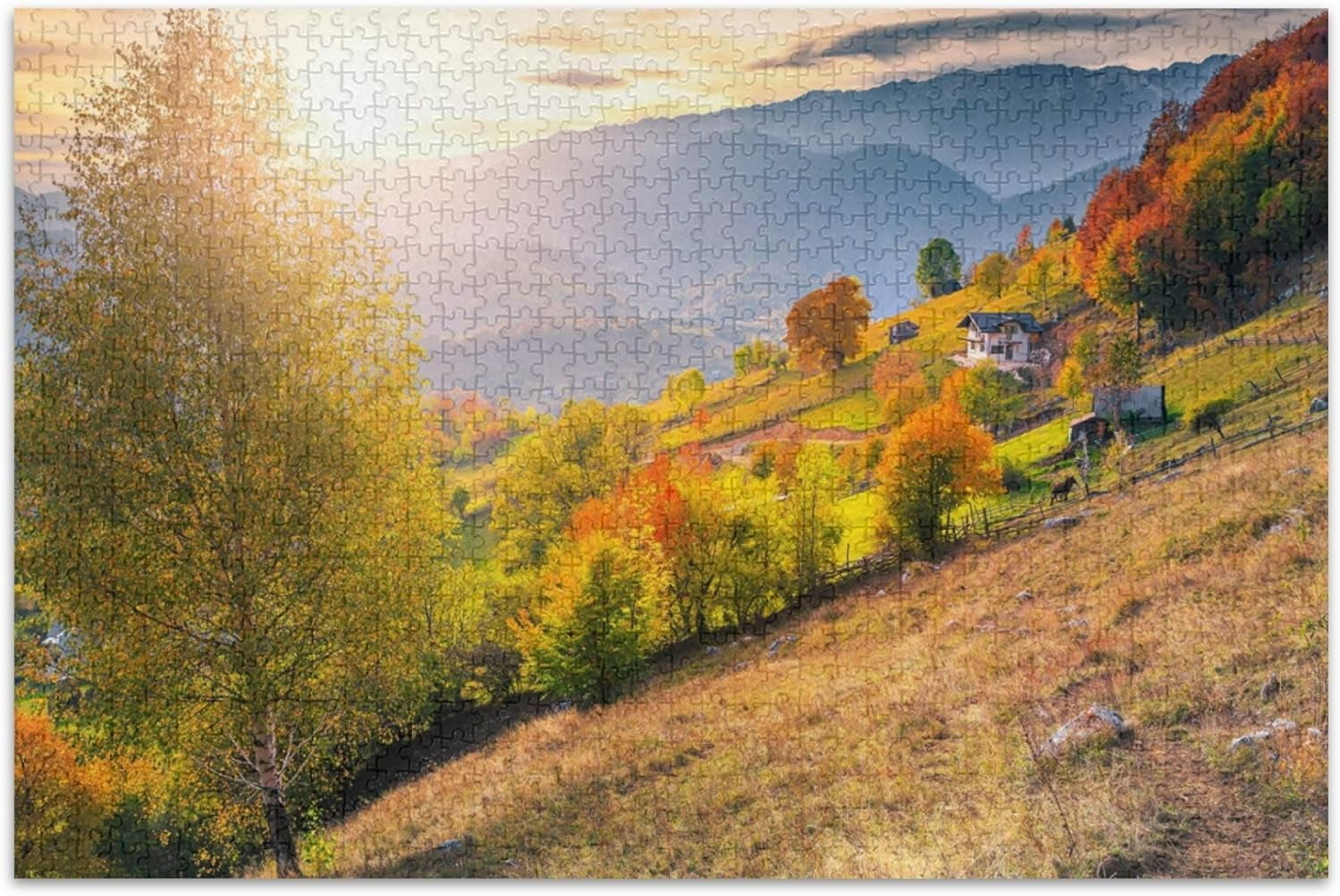 Rural Village High Mountains at Sunset Jigsaw Puzzles for Adults 1000 ...