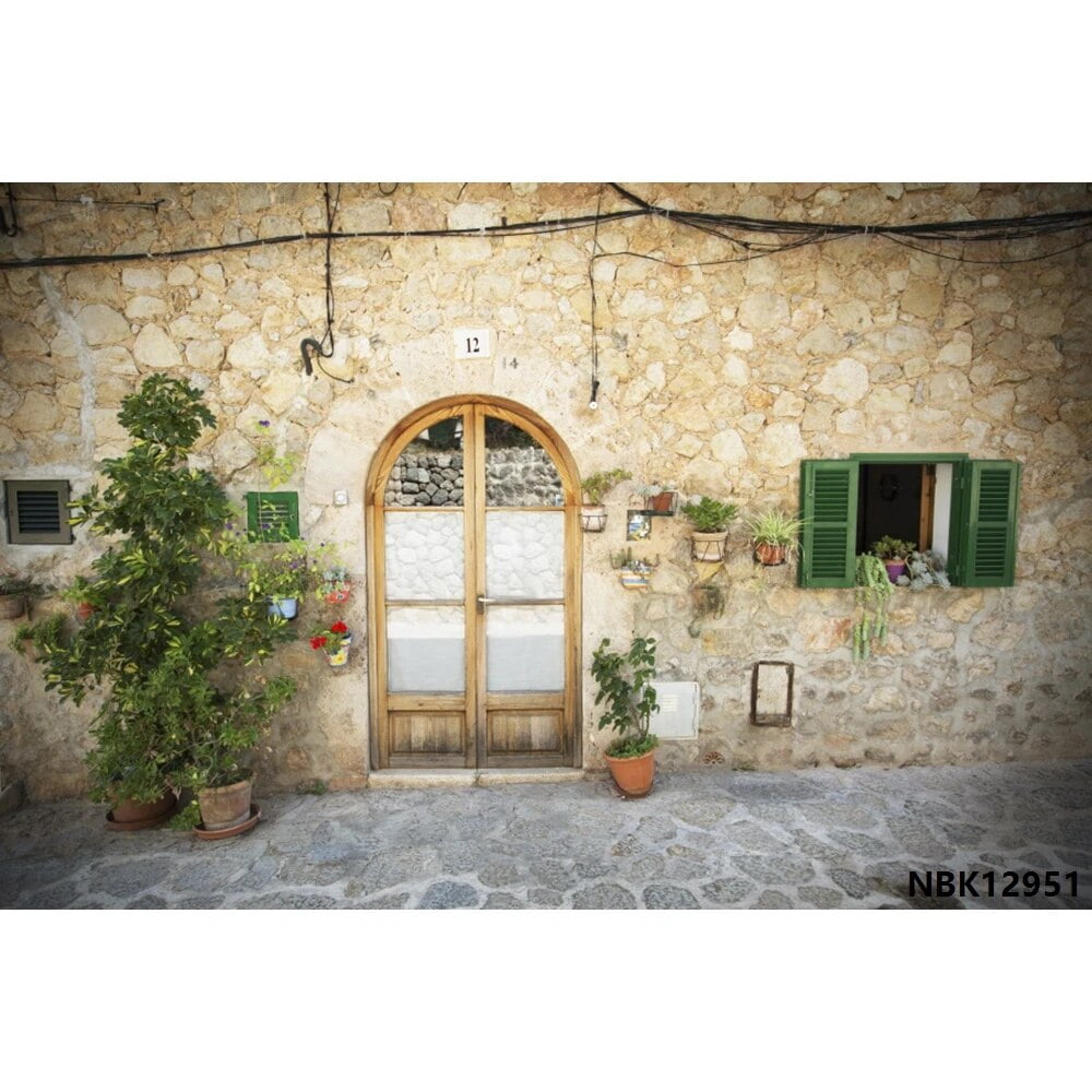 Rural Village Old House Porch Potted Plants Flowers Shop Children Baby ...