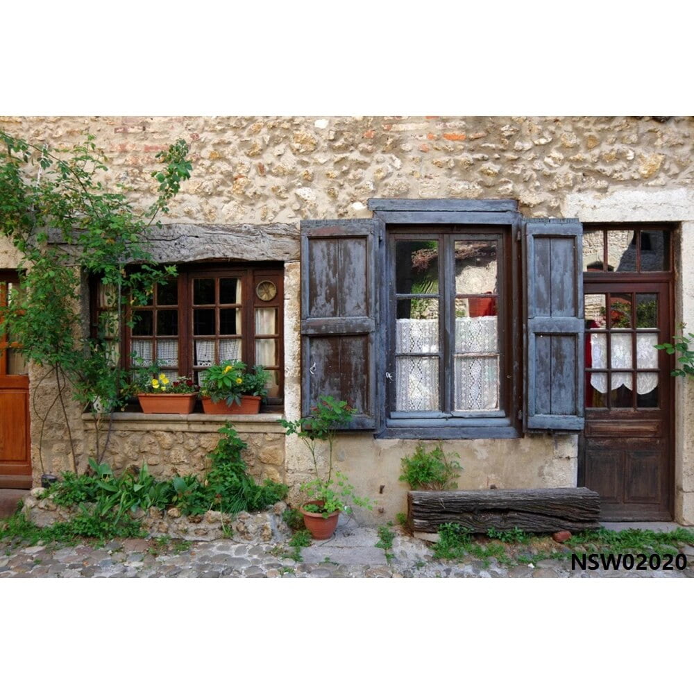 Rural Village Old House Porch Potted Plants Flowers Shop Children Baby ...