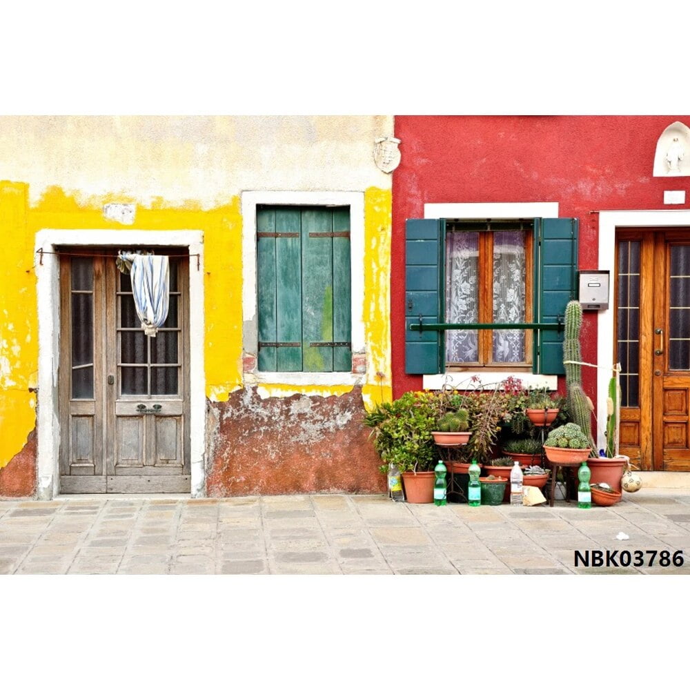 Rural Village Old House Porch Potted Plants Flowers Shop Children Baby ...