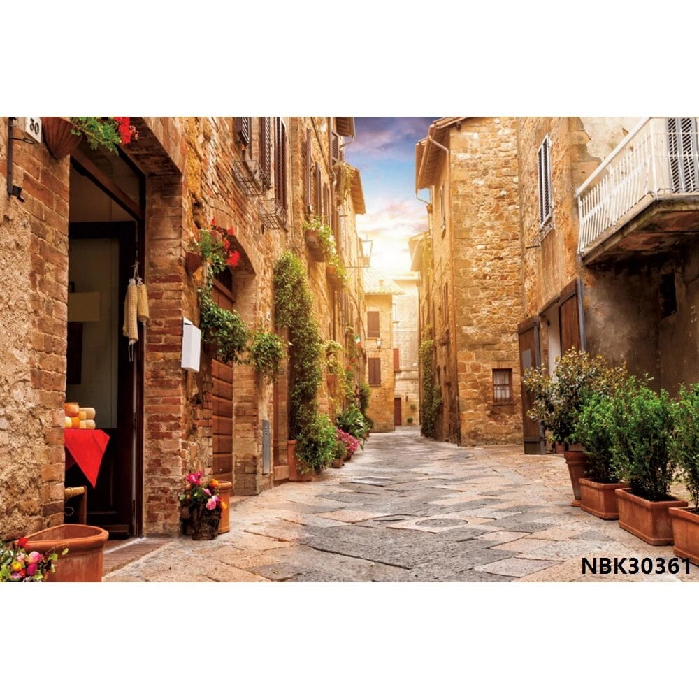 Rural Village Old House Porch Potted Plants Flowers Shop Children Baby ...