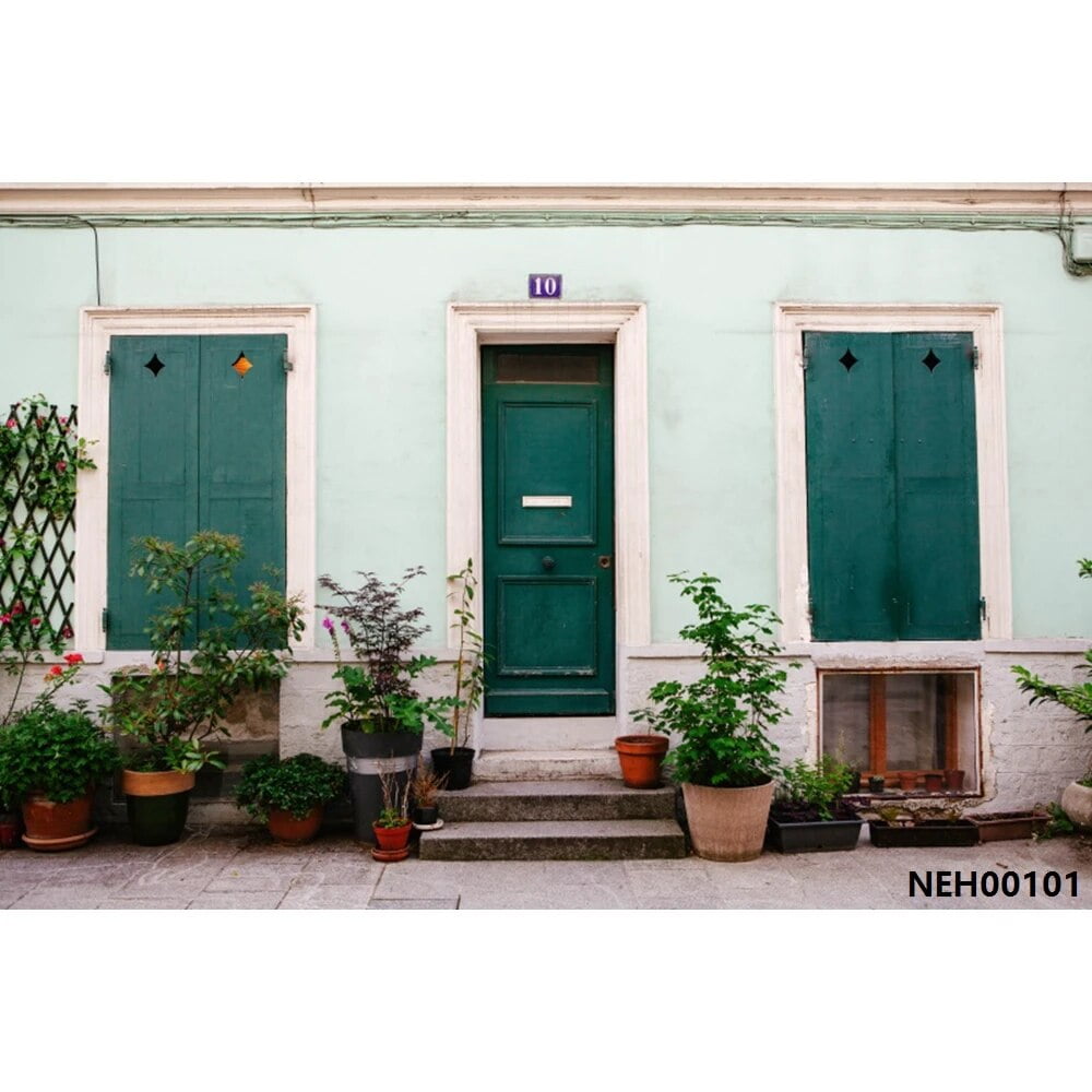 Rural Village Old House Porch Potted Plants Flowers Shop Children Baby ...