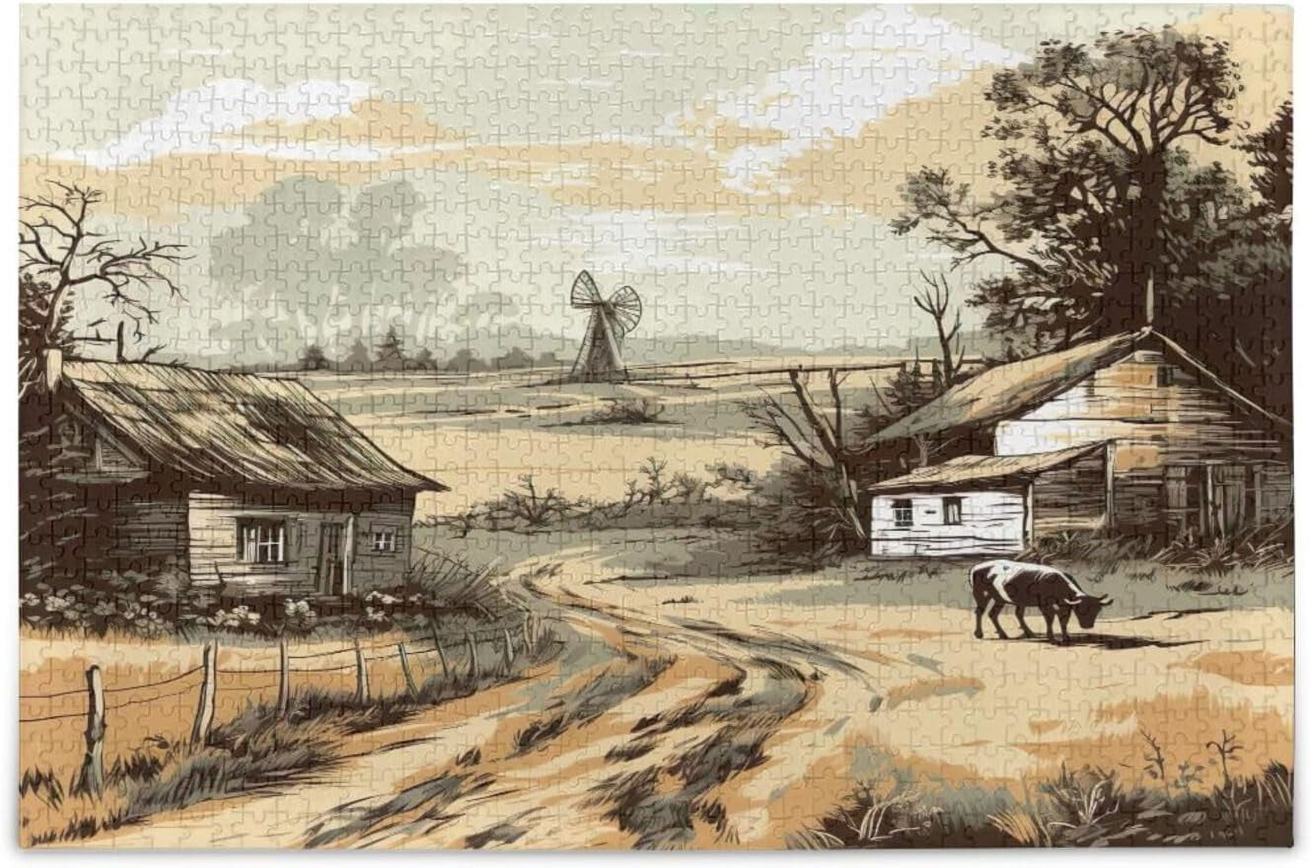 Rural Village Puzzle 500 Pieces - Wooden Jigsaw Puzzles for Family ...