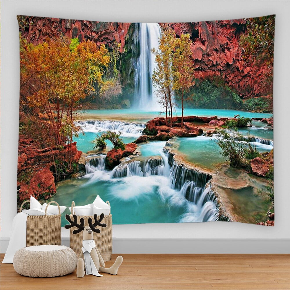 Rural landscape Arched Flower Printed Large Wall Tapestry Hippie Wall ...