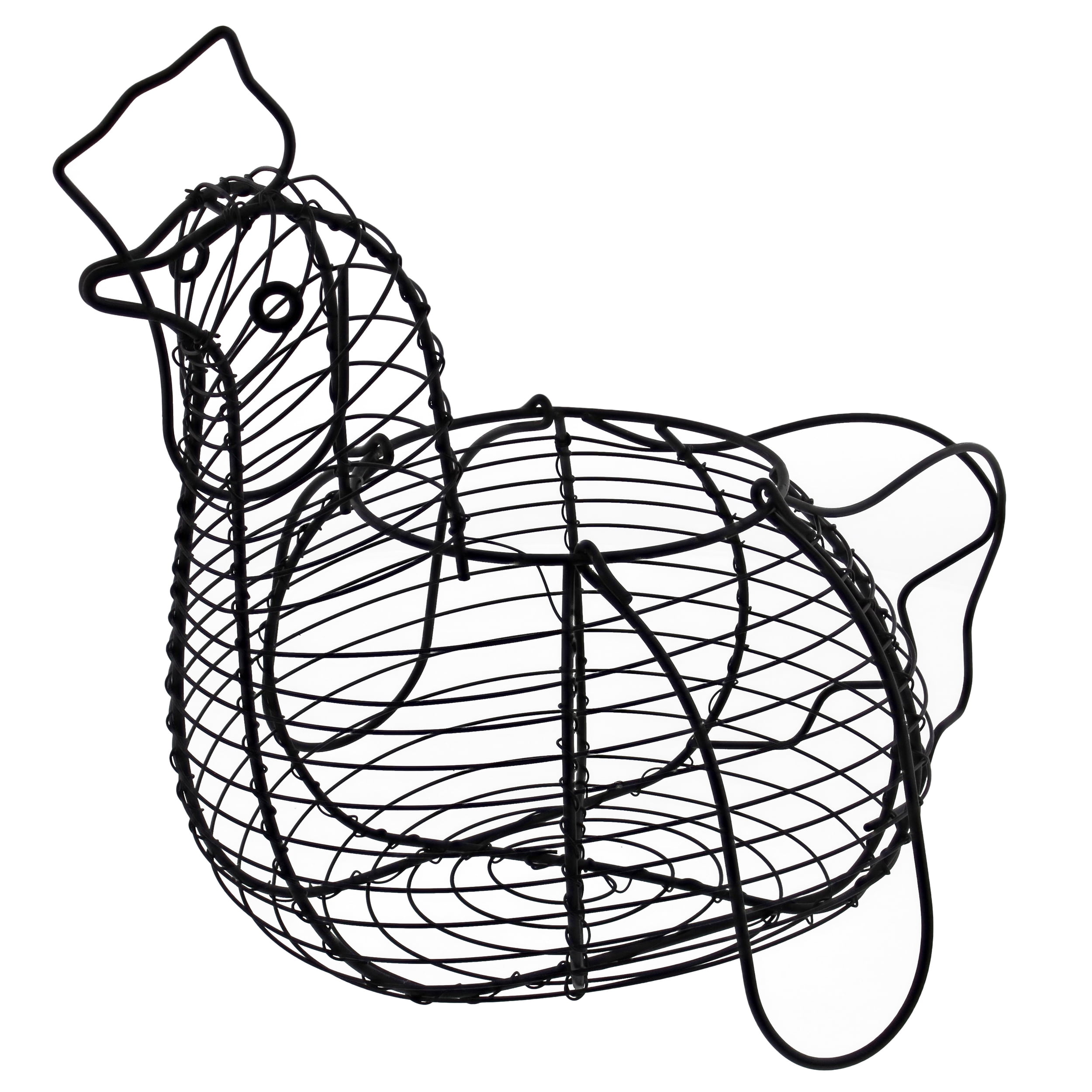 Rural365 Chicken Egg Basket - Chicken Shaped Decorative Black Metal ...