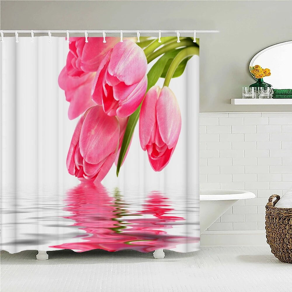 Rurality Fresh Flowers Rose Shower Curtains Bathroom Curtain 3d Fabric