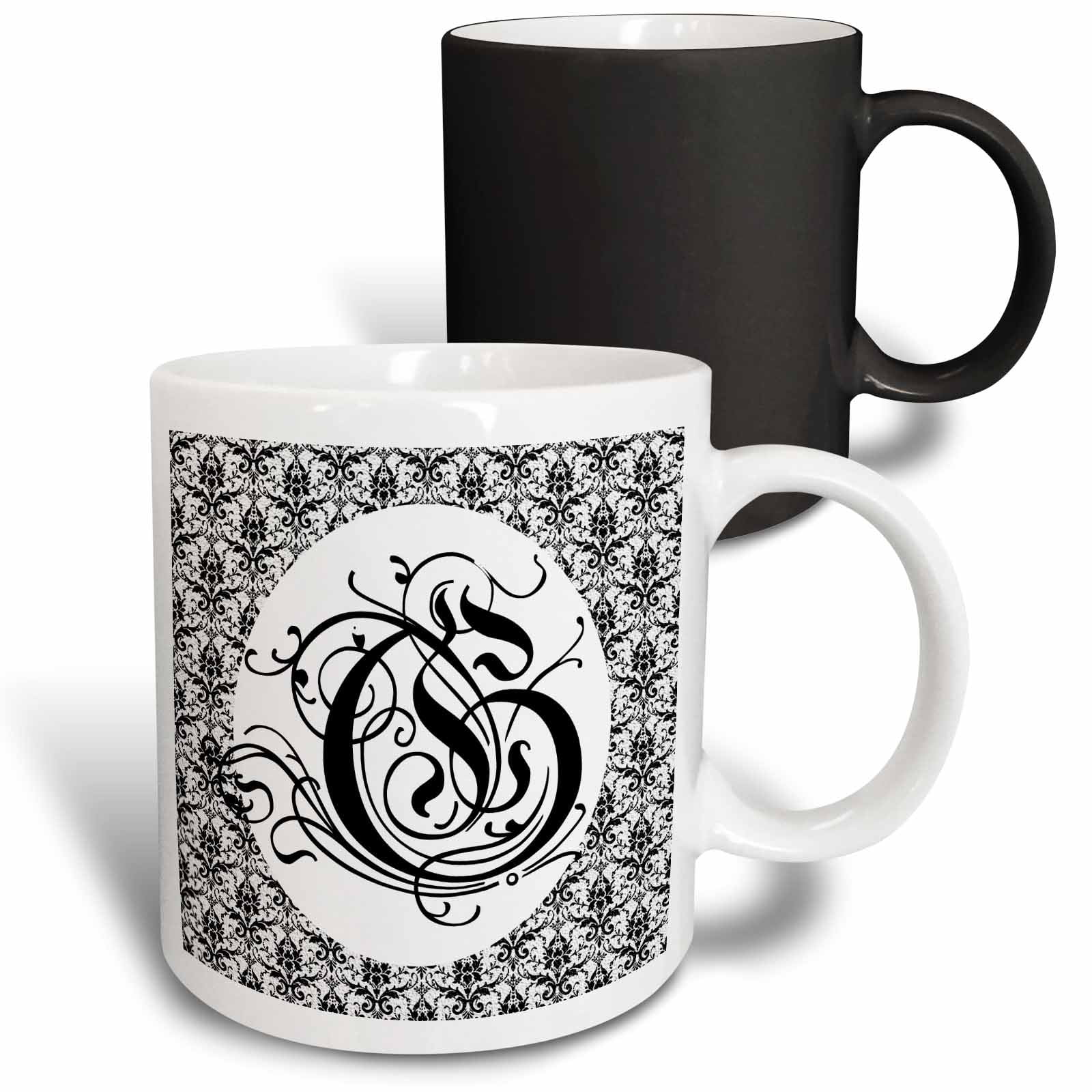 Ruritania Letter G with Small Black and White Pattern Damask Art 11oz ...