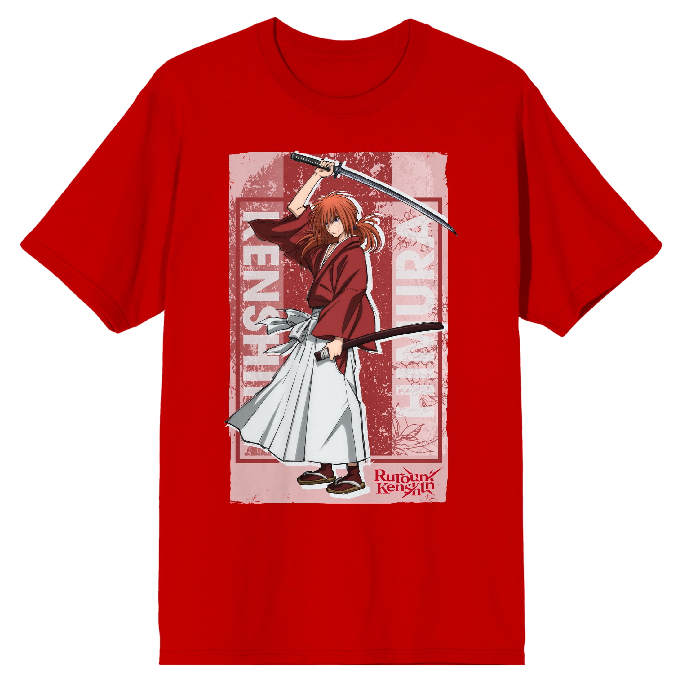 Rurouni Kenshin Himura Crew Neck Short Sleeve Red Men's T-shirt -XL ...