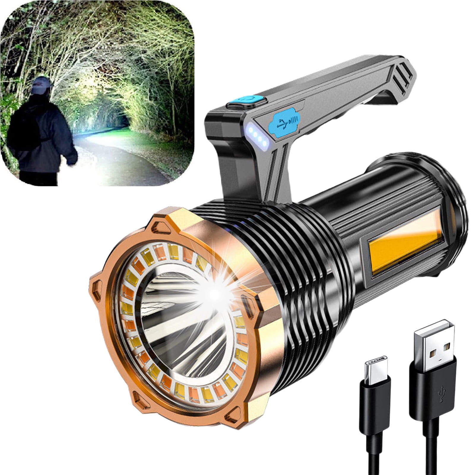 Ruroz Rechargeable Powerful Tactical Flashlight,90000 High Lumens ...