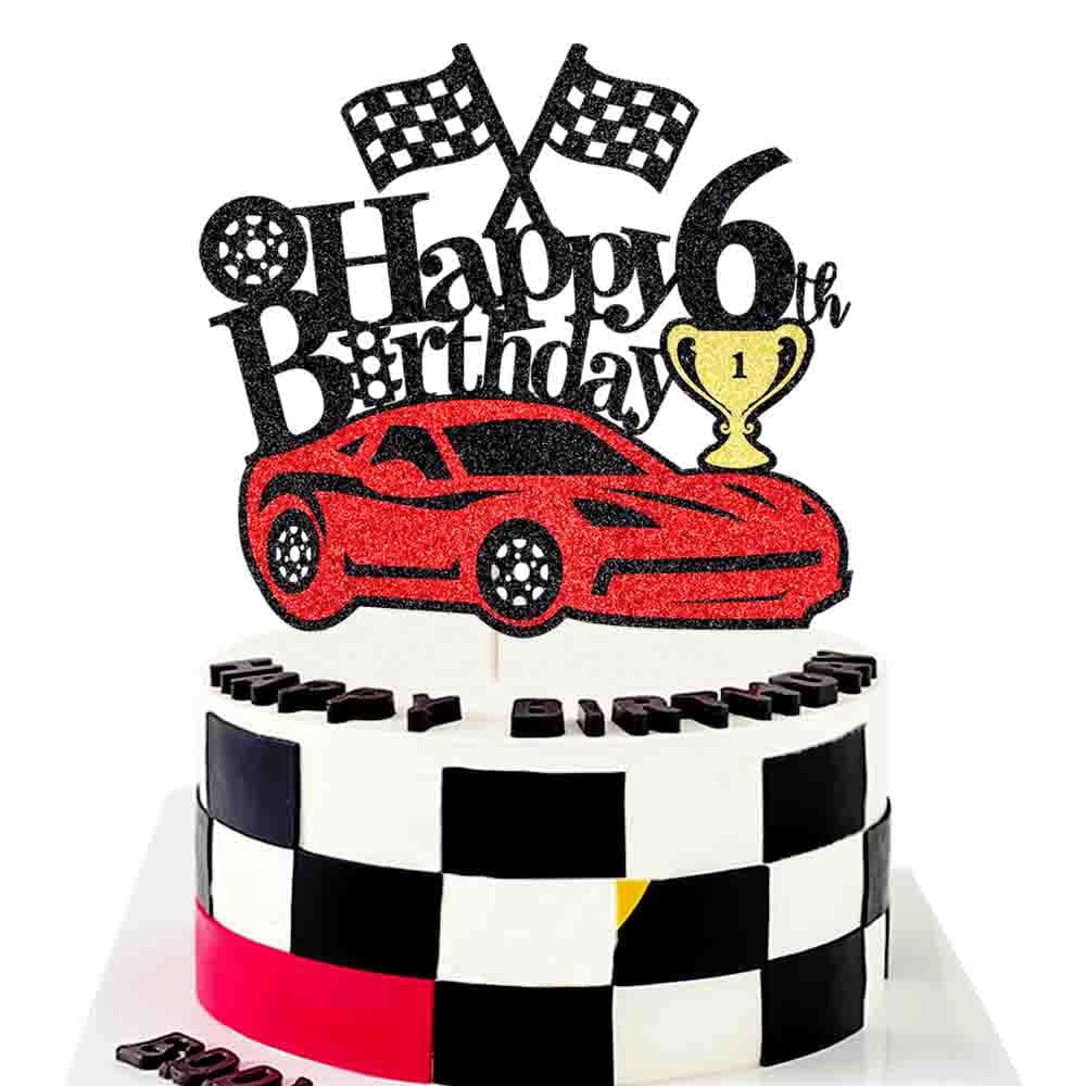 Ruscalin Car Cake Topper MMF7 Happy 6th Birthday Cake Topper for Racing ...