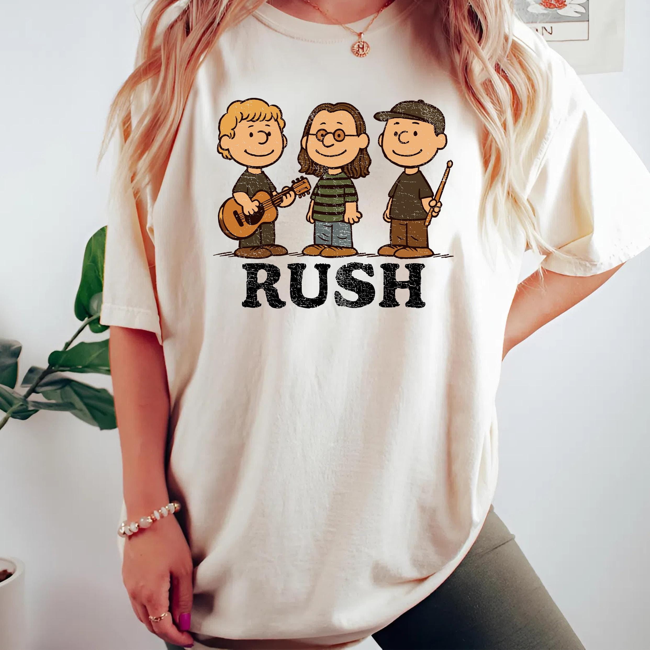 Rush Band Tee: Retro Cartoon Style, Geddy Lee, Alex Lifeson & Neil ...